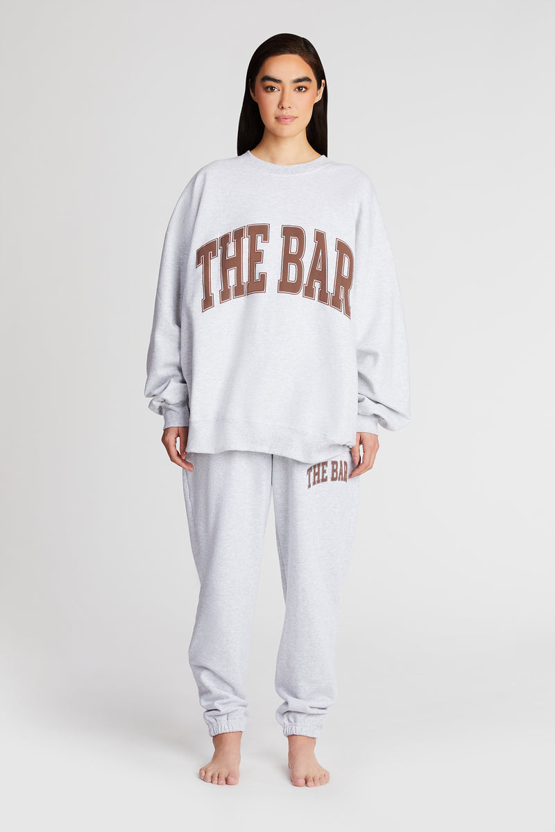 VARSITY SWEATPANTS LT HEATHER GREY/CHOCOLATE – The Bar